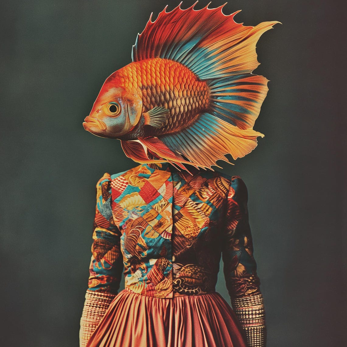 Digital Download Bizarre Kitsch Antique Beta Fish Art Print - Etsy