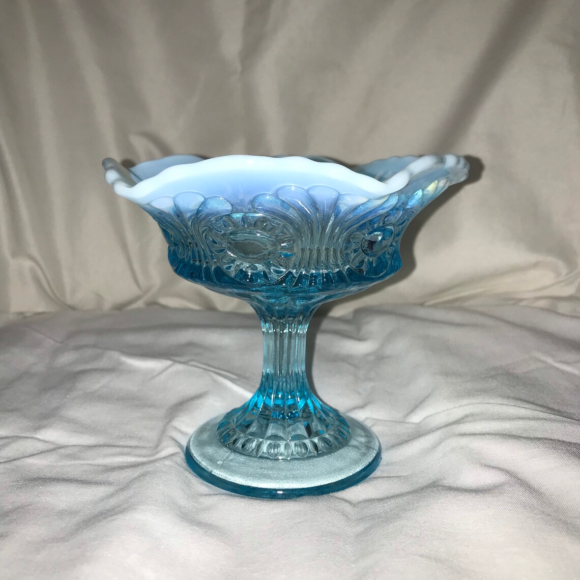 RARE Antique FENTON Vaseline glass candy dish | Etsy