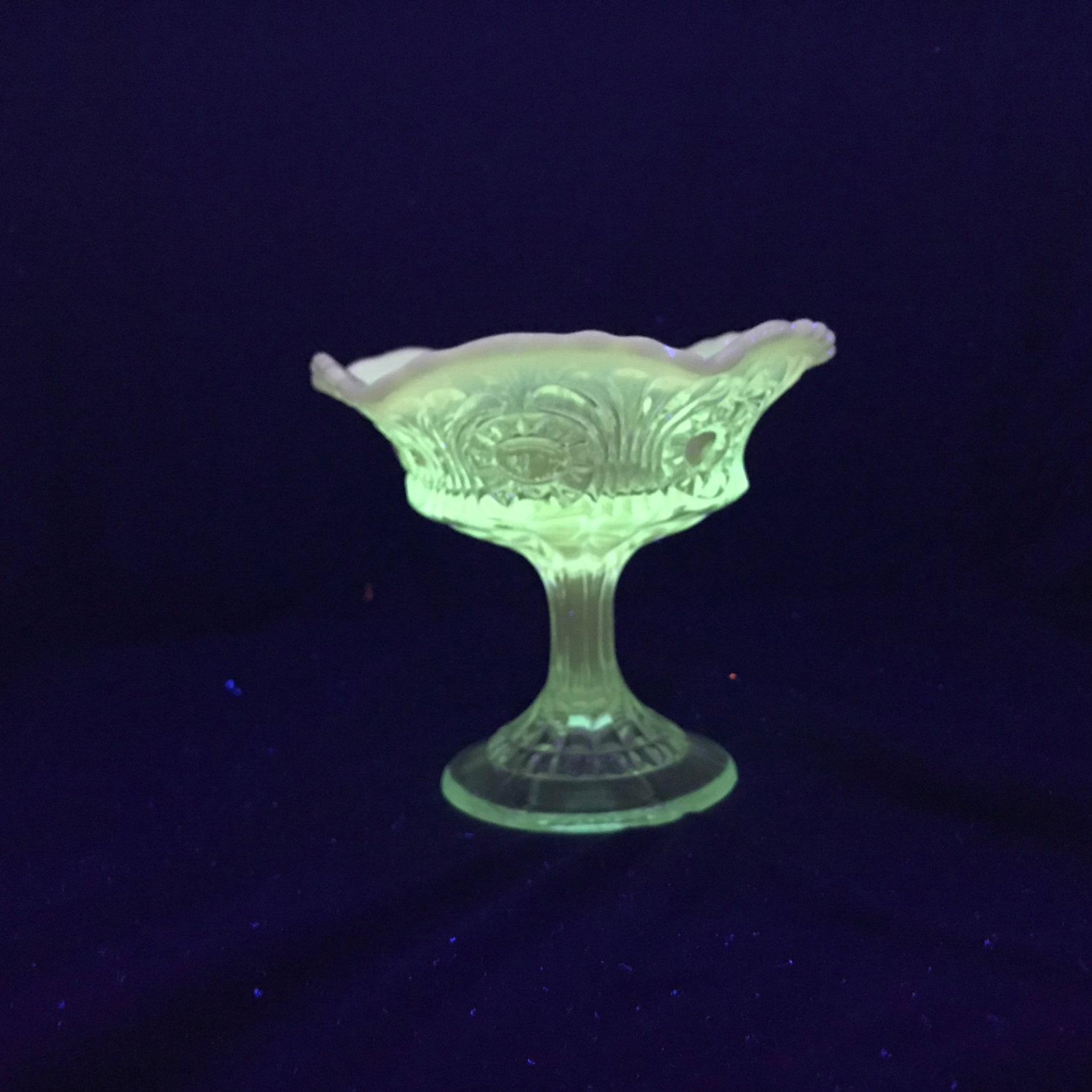 RARE Antique FENTON Vaseline glass candy dish | Etsy