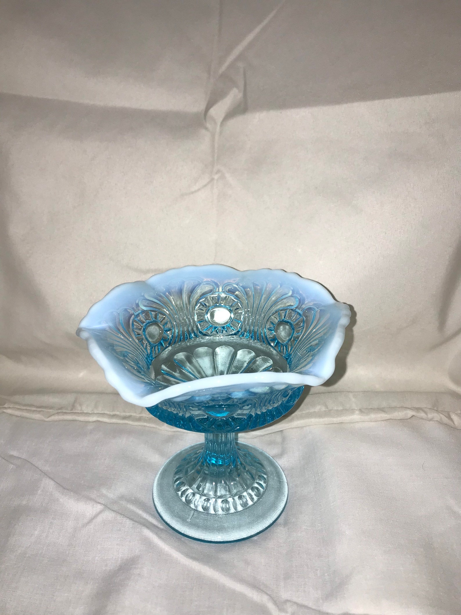 RARE Antique FENTON Vaseline glass candy dish | Etsy