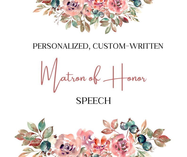Personalized, Custom-written Matron of Honor Speech - Etsy