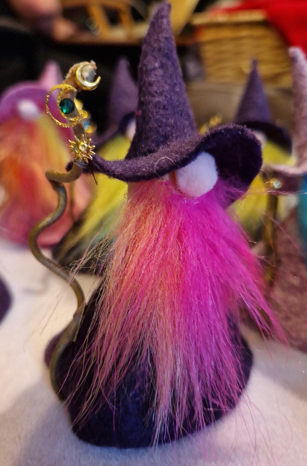 Handmade Wizard Gonk With Rainbow Beard and Bejewelled Staff - Etsy