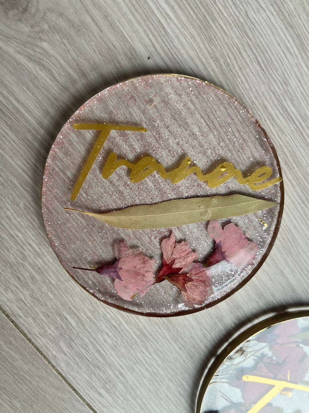 Custom March Birthday Cherry Blossom Name Coaster Office Deskbaby ...