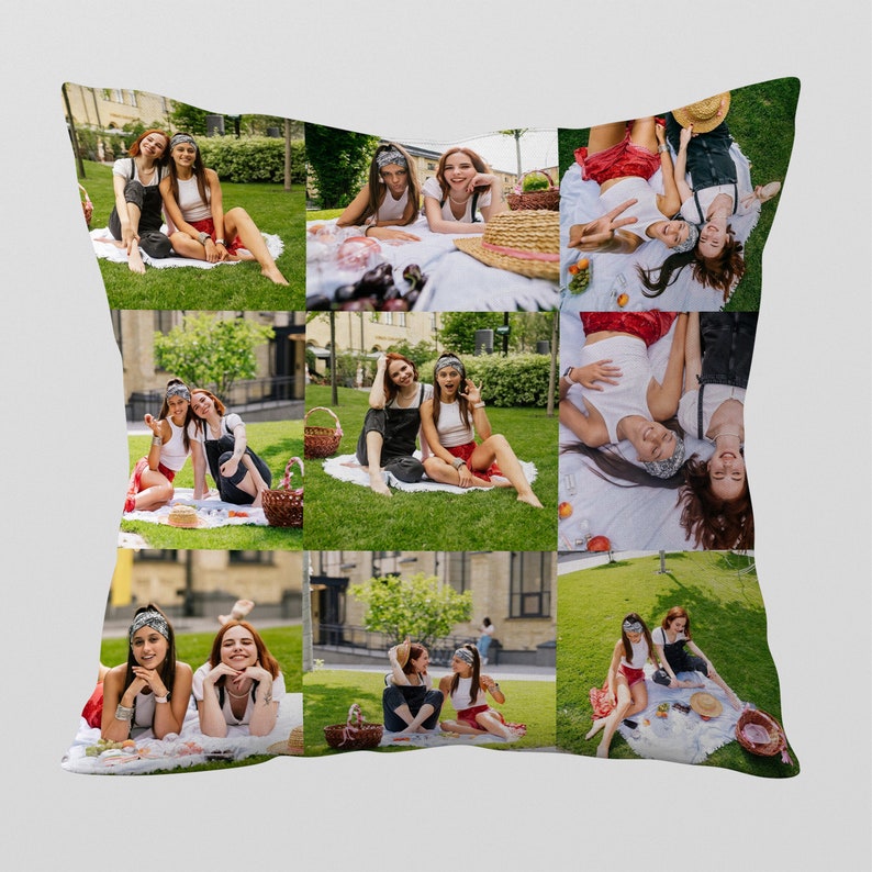 Personalized Photo Collage Pillow: Custom Faux Suede Cushion - Etsy