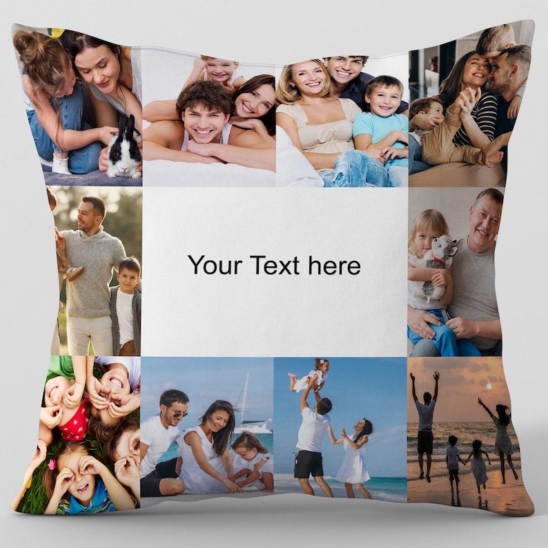 Personalized Photo Collage Pillow: Custom Faux Suede Cushion - Etsy