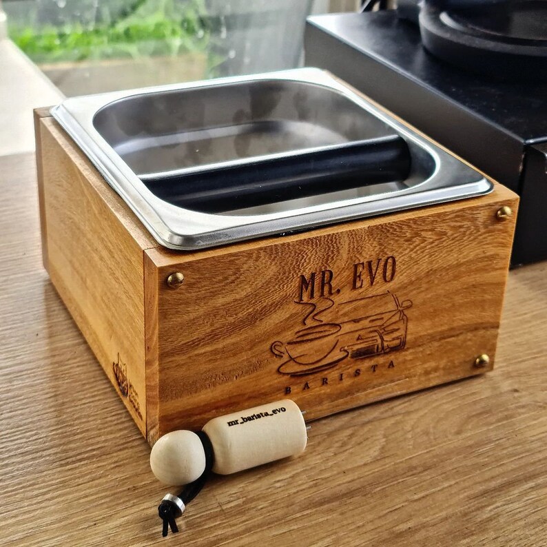 Wooden Espresso Bar Knock Box With Brass Accents Custom - Etsy