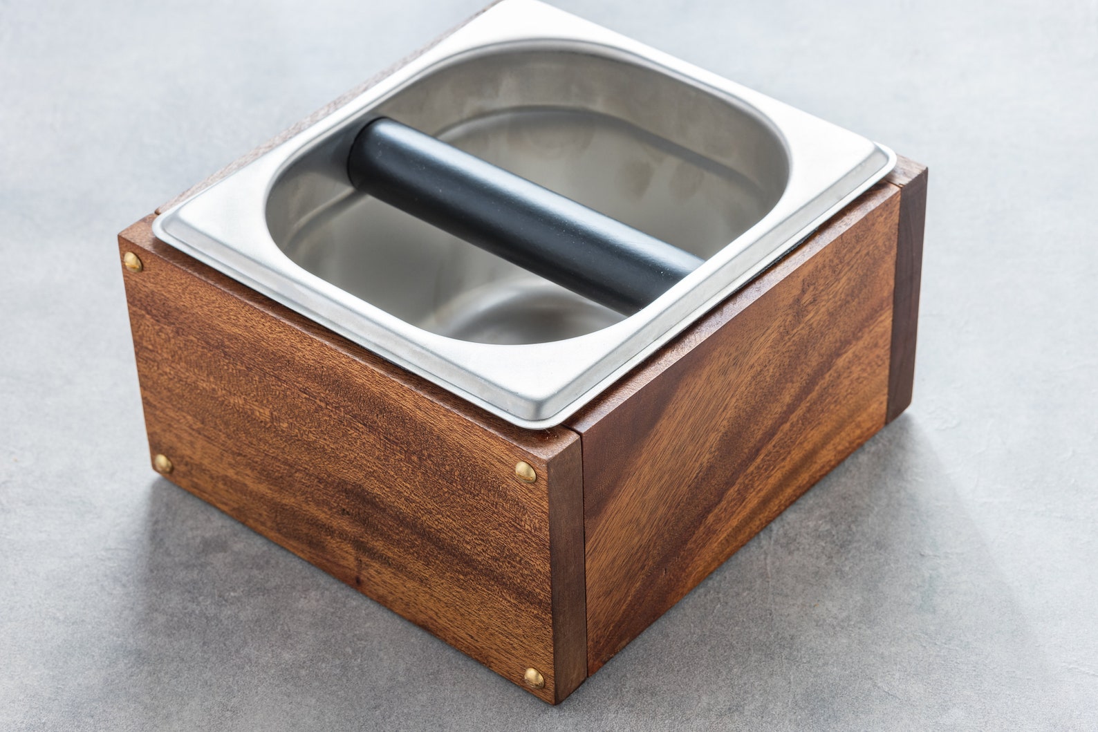 Wooden Espresso Bar Knock Box With Brass Accents Custom | Etsy