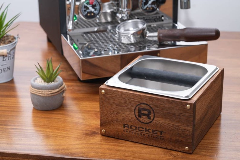 Wooden Espresso Bar Knock Box With Brass Accents Custom | Etsy