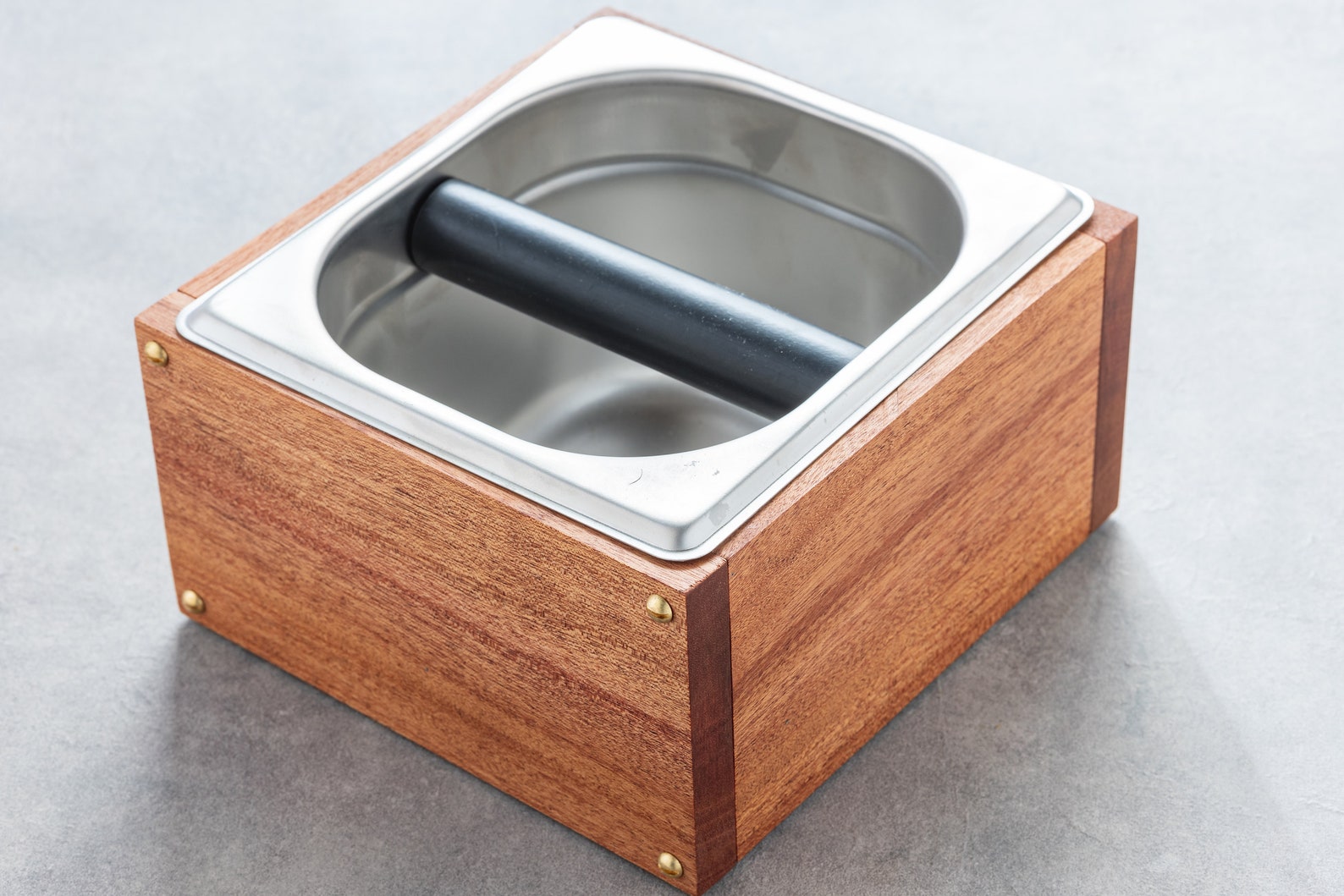 Wooden Espresso Bar Knock Box With Brass Accents Custom | Etsy