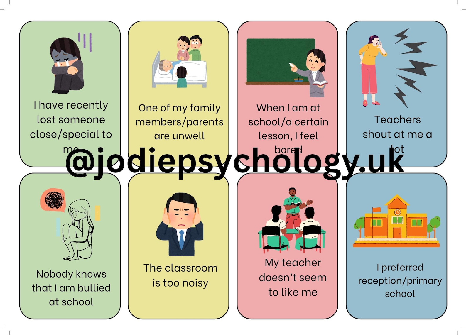 School Wellbeing Cards, Wellbeing Cards, School Refusal Cards - Etsy UK