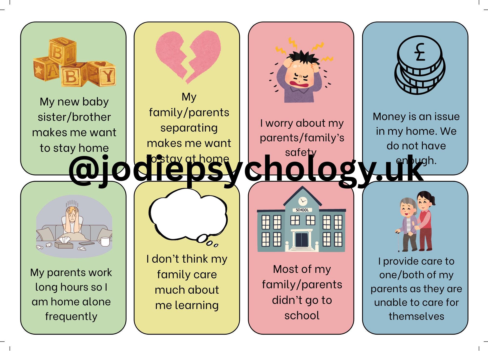 School Wellbeing Cards, Wellbeing Cards, School Refusal Cards - Etsy UK