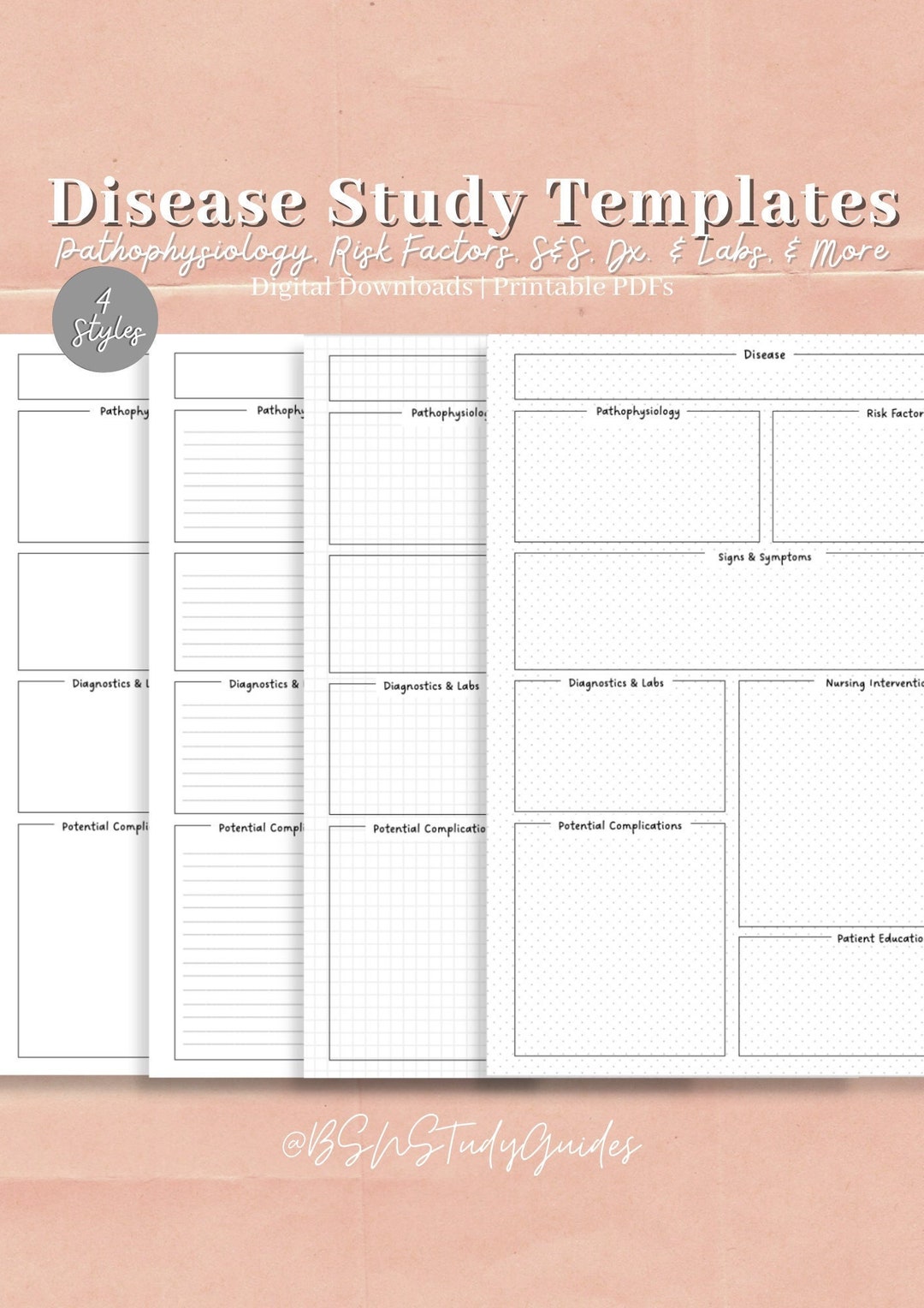 Disease Study Templates for Nursing Students | Patho, Risk Factors ...