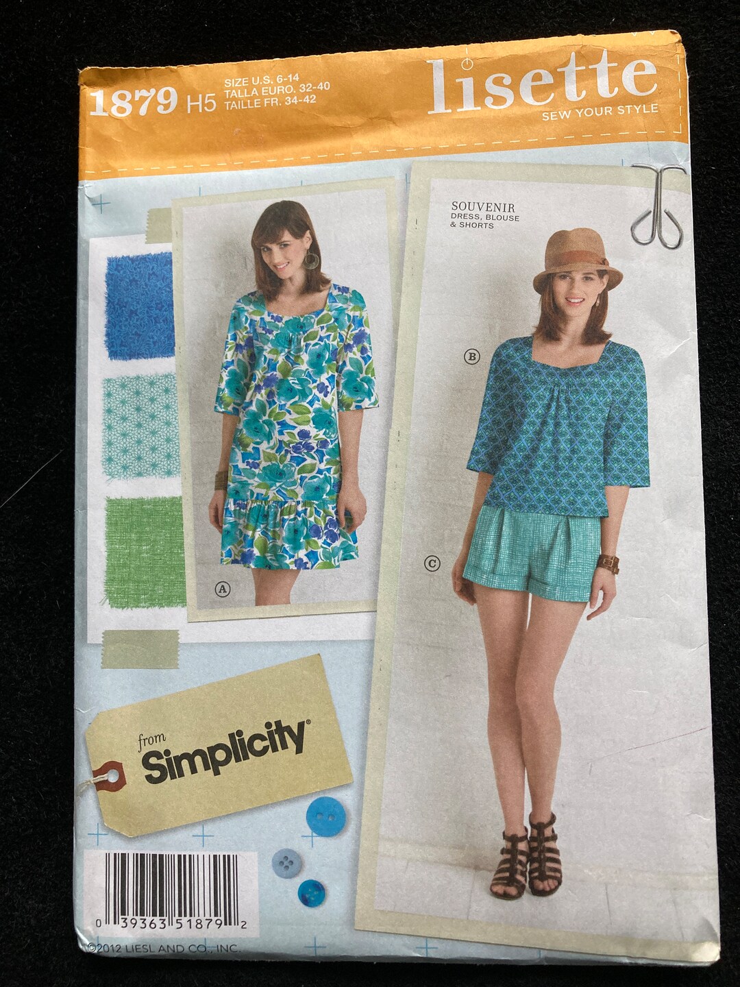 Simplicity "lisette" 1879 Pattern Size 6-14 Dress or Top and Pleated Shorts, Circa 2012 - Etsy