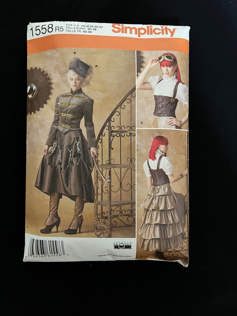 Simplicity 1558 R5 Costume Pattern Misses' Size 16 Steampunk Outfit ...