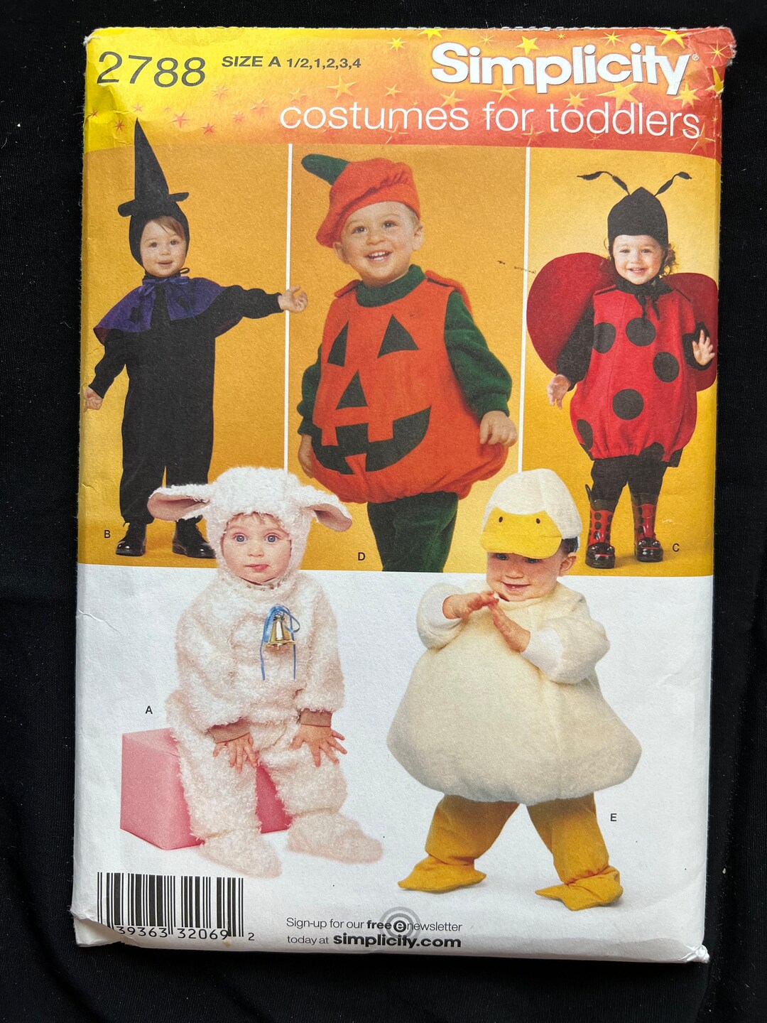 New, Uncut Simplicity 2788 Pattern for Toddler's Costume Size 1/2, 1,2 ...