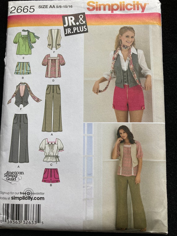 Simplicity 2665 Jr. and Jr.plus Sizes 5/6-15/16 Outfit Circa - Etsy