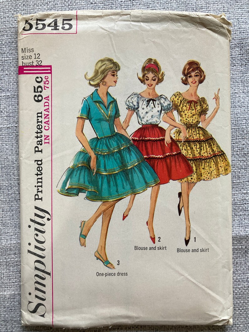 Simplicity 5545 Vintage 1960s Blouse, Skirt, and 1-pc Dress - Etsy