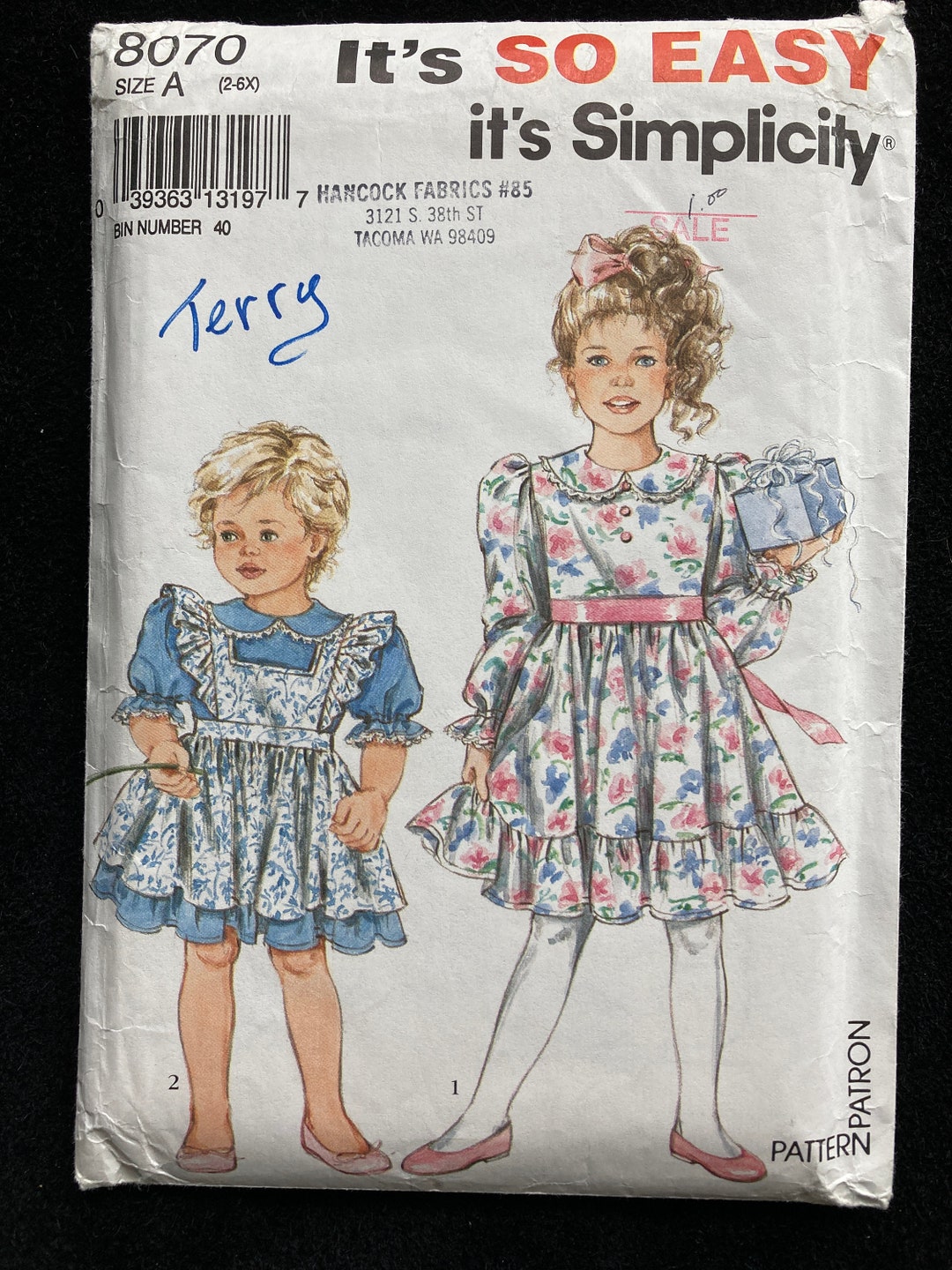 Vintage 1992 Simplicity 8070 "it's so Easy" Child's Pattern Size 2-6X ...