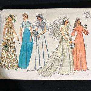 Vintage 1973 Wedding Gown Pattern Simplicity 6160 Misses' Size 10, Cut ...