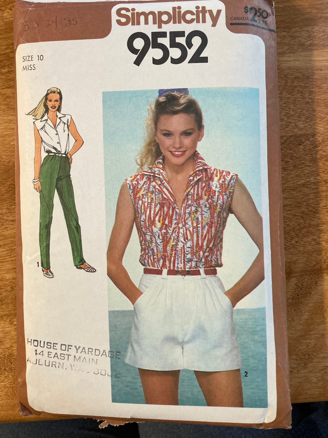 Simplicity 9552 Vintage 1980 Misses' Size 10 Shirt, Wide-leg Shorts and ...
