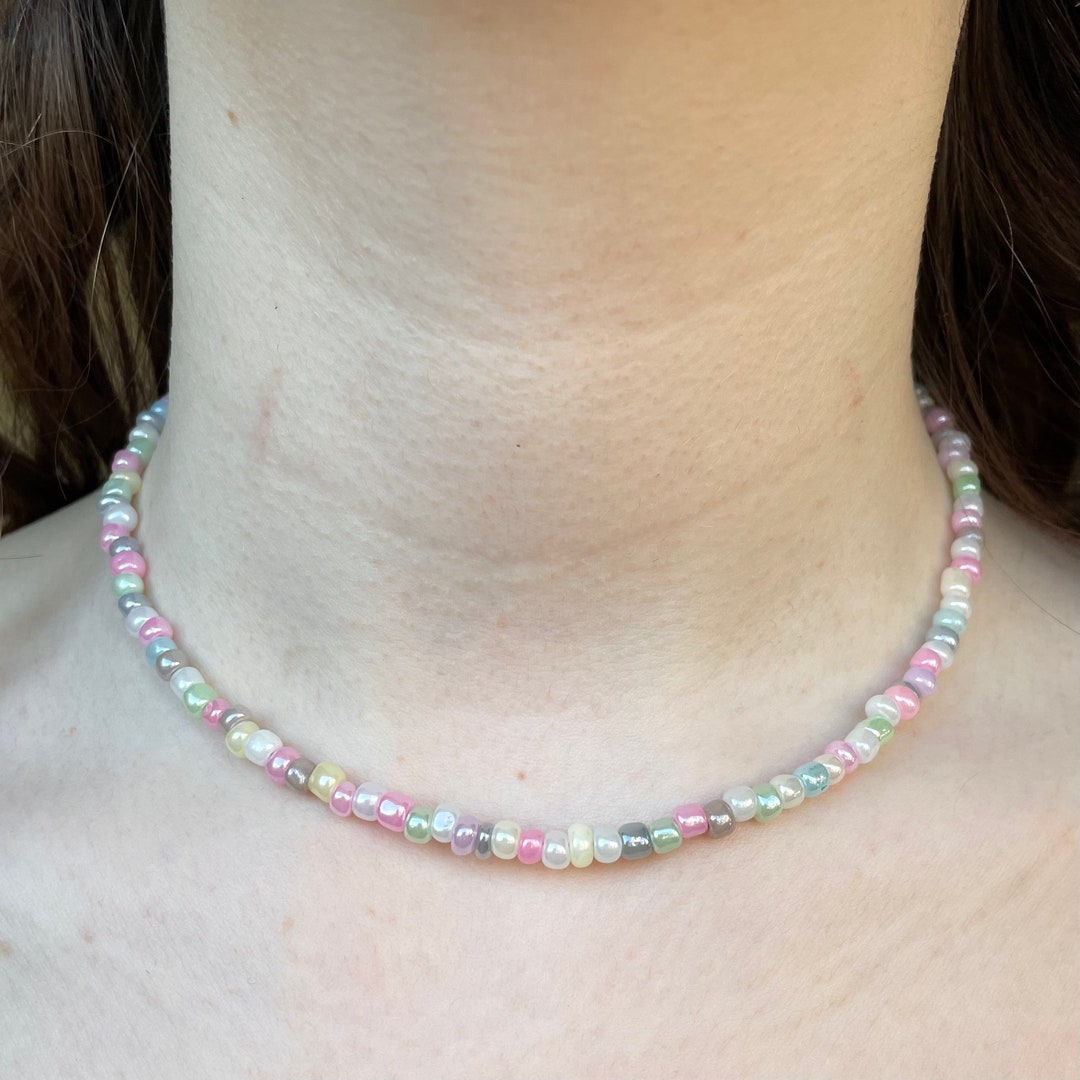 Pastel Pearlescent Necklace Pastels Multicoloured Assorted Choker ...