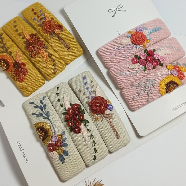 Embroidered Hairclip - Etsy