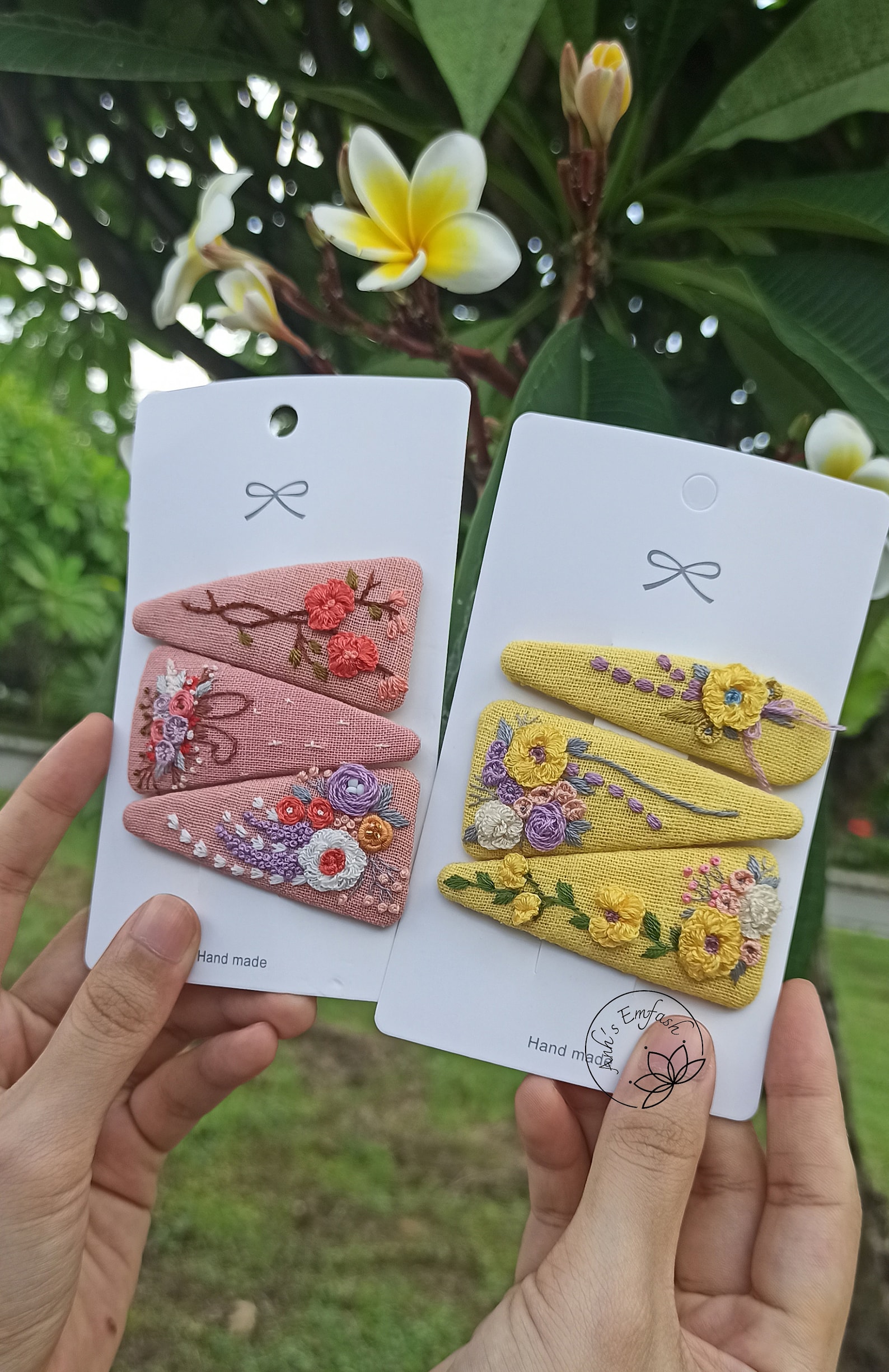 Hand Embroidered Hairclips, Hairclip Set, Embroidered Hair Snap Clips ...