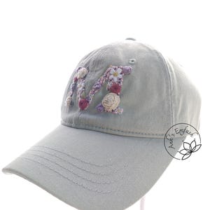 Custom Baseball Cap, Hand Embroidered Letter Hat, Embroidered Flower ...