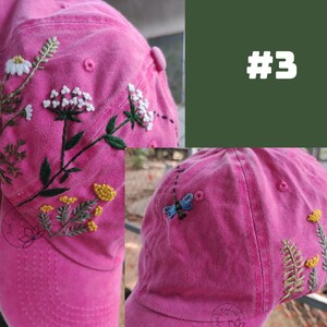 Ready to Ship Hand Embroidery Floral Hat, Botanical Denim Cap, Denim ...