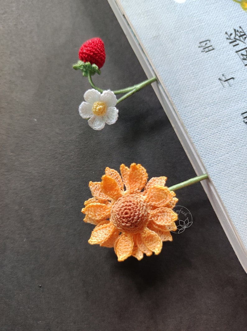 Crochet Flower Bookmark Handmade Bookmark Micro Crochet - Etsy