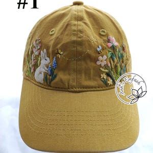 Hand Embroidered Animals in the Forest Hat, Embroidery Yellow Cap ...