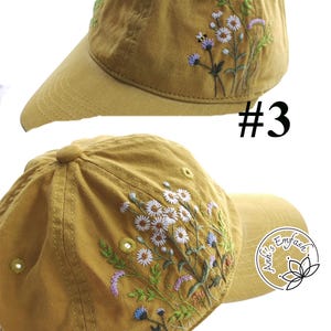 Hand Embroidery Daisy and Bee Hat, Floral Denim Cap, Baseball Cap ...