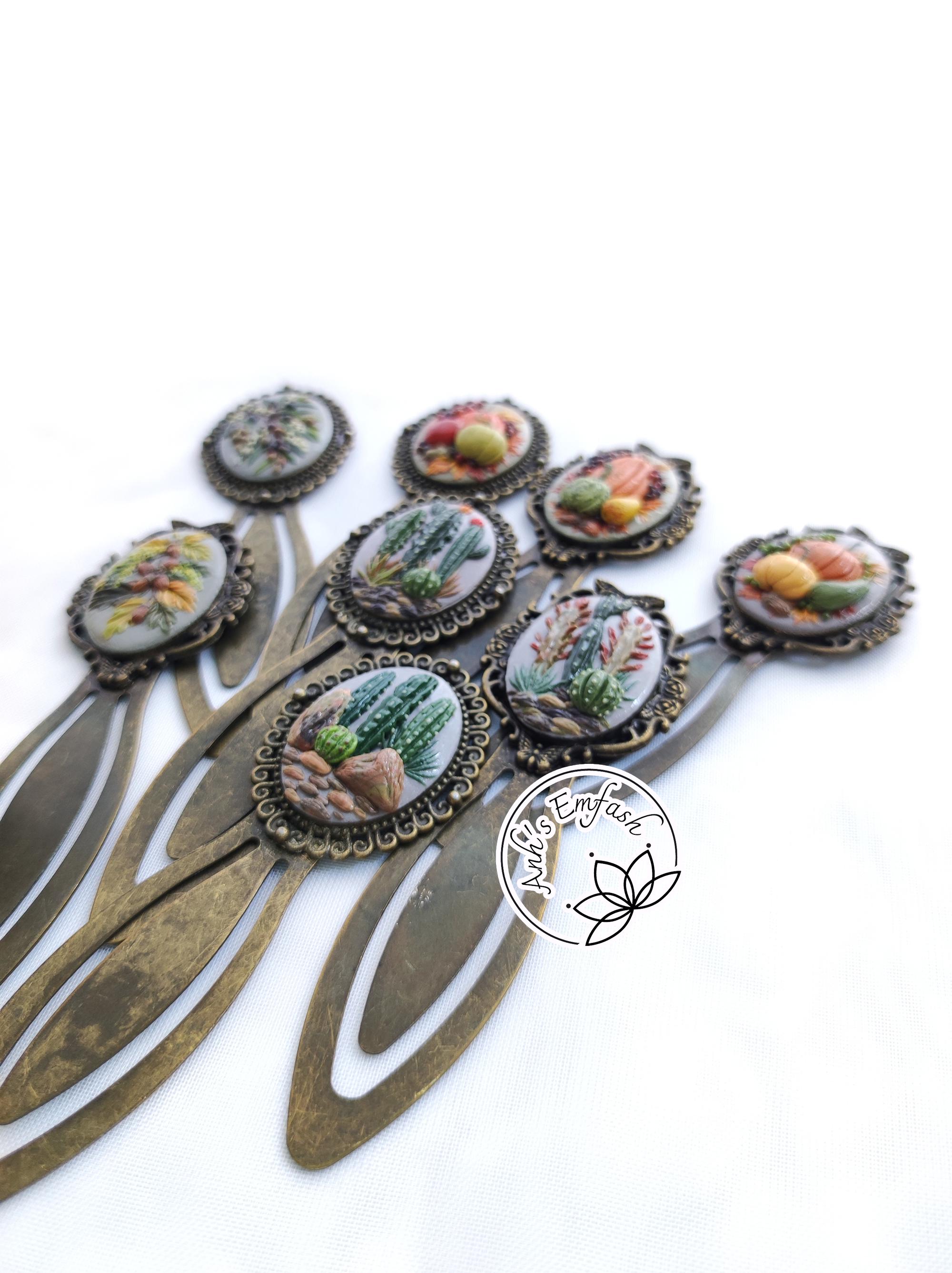 Polymer Clay Bookmark, Clay Cactus Bookmark, Pumpkin Bookmark, Handmade ...