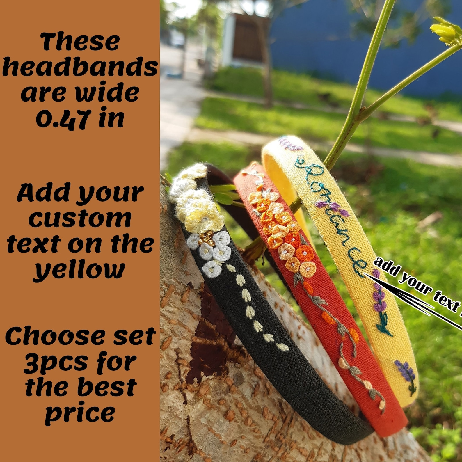 Custom Headband, Hand Embroidered Headband, Cute Summer Hair ...