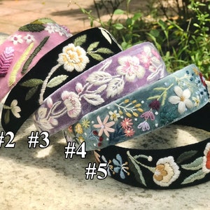 Full Embroidered Velvet Headband, Embroidery Floral Headband, Hair ...