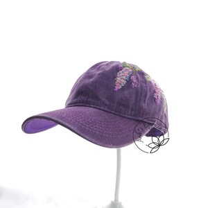 Hand Embroidery Lilac Hat, Dark Purple Color Baseball Cap, Embroidered ...