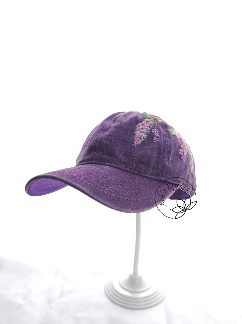 Hand Embroidery Lilac Hat, Dark Purple Color Baseball Cap, Embroidered ...
