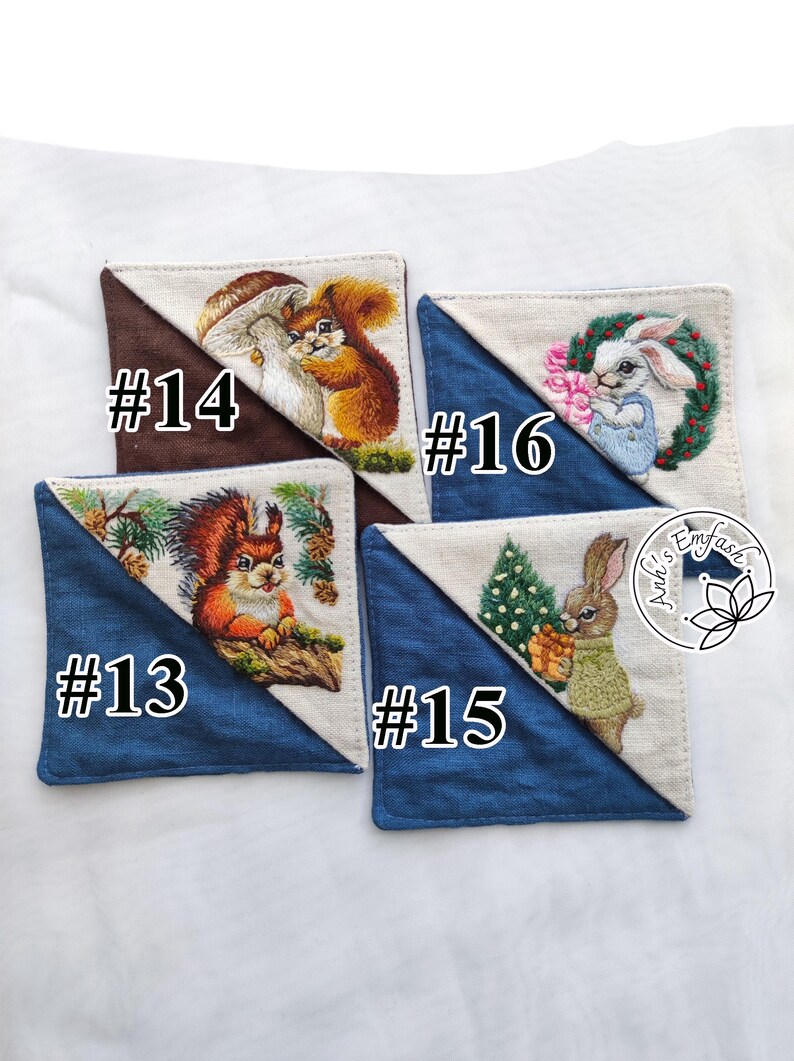Hand Embroidered Corner Bookmark, Embroidered Animals and Flowers ...
