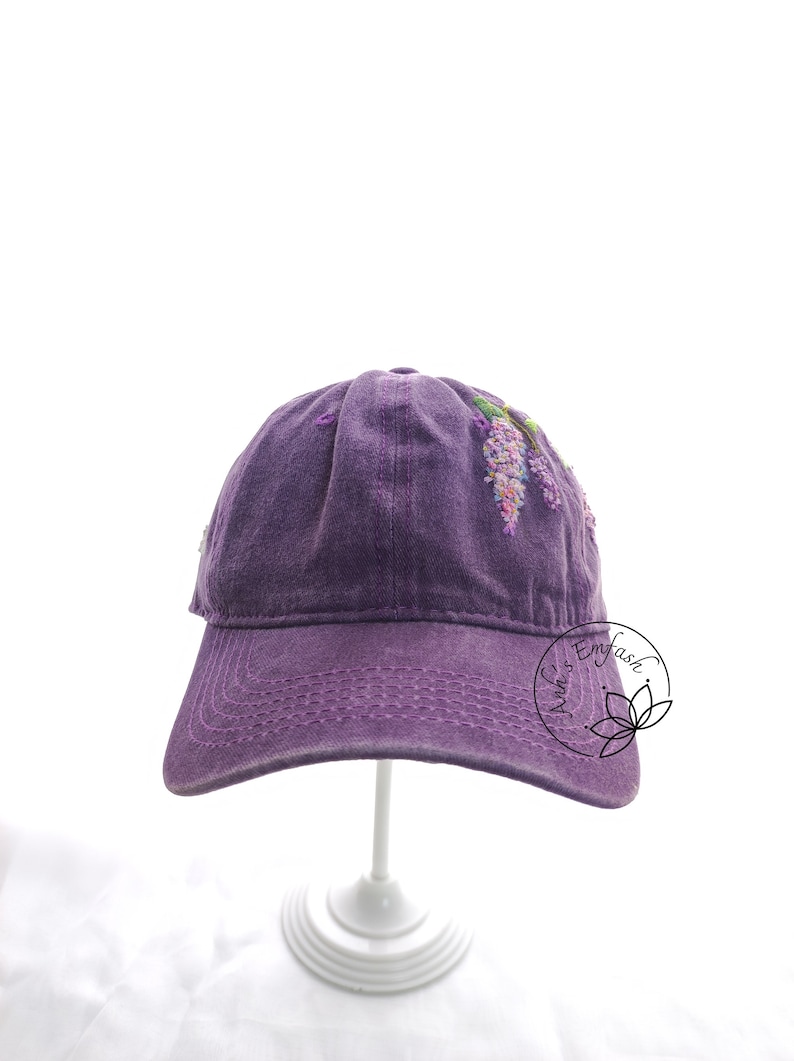 Hand Embroidery Lilac Hat, Dark Purple Color Baseball Cap, Embroidered ...