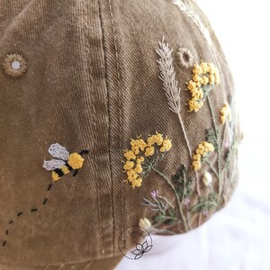 Ready for Shipping Hand Embroidery Wild Flower and Bee Baseball Cap ...
