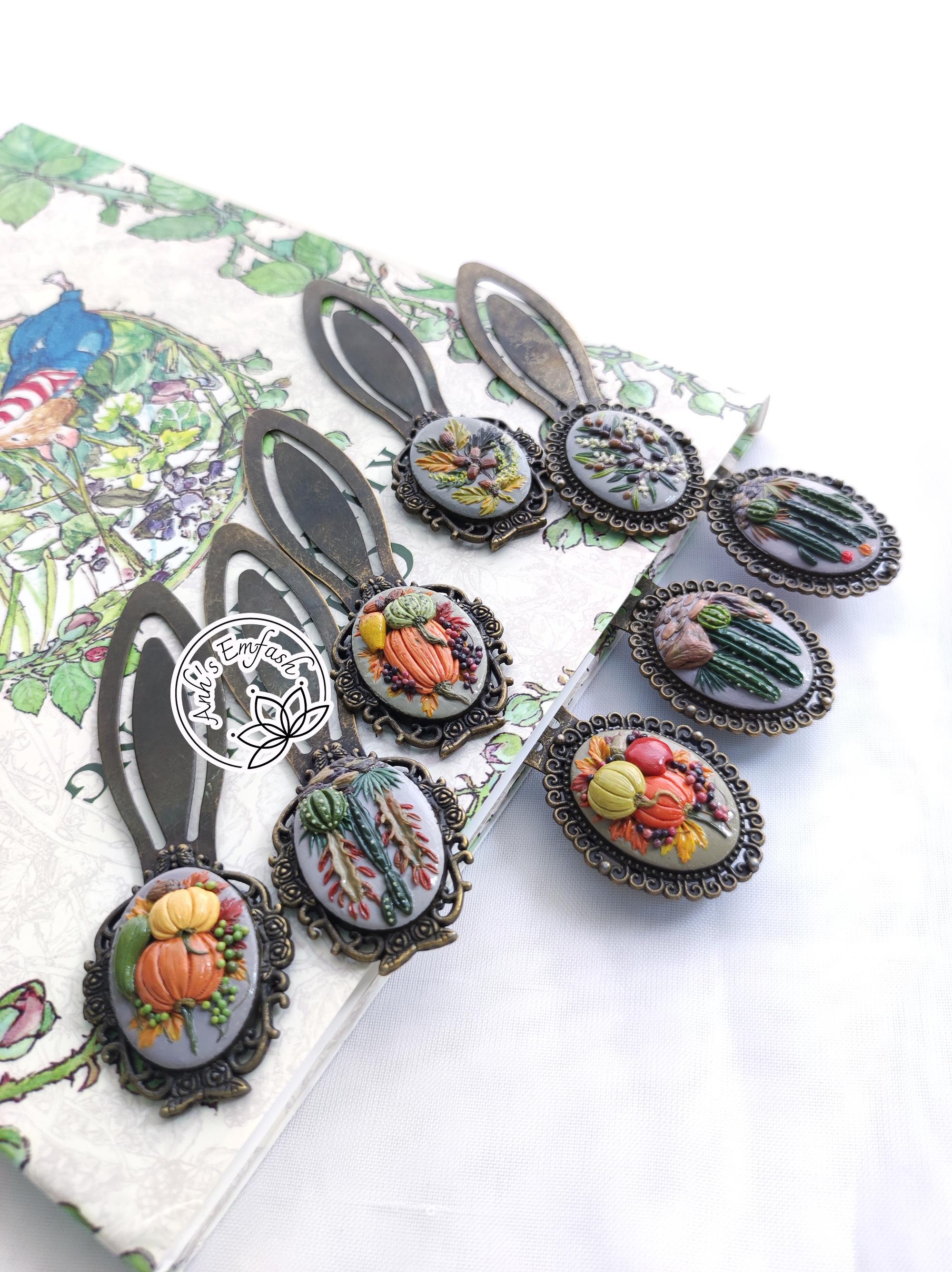 Polymer Clay Bookmark, Clay Cactus Bookmark, Pumpkin Bookmark, Handmade ...