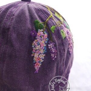 Hand Embroidery Lilac Hat, Dark Purple Color Baseball Cap, Embroidered ...