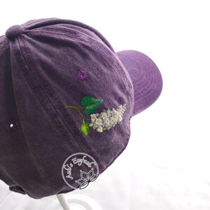 Hand Embroidery Lilac Hat, Dark Purple Color Baseball Cap, Embroidered ...