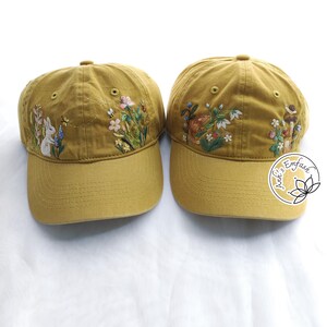 Hand Embroidered Animals in the Forest Hat, Embroidery Yellow Cap ...