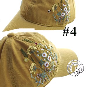 Hand Embroidery Daisy and Bee Hat, Floral Denim Cap, Baseball Cap ...