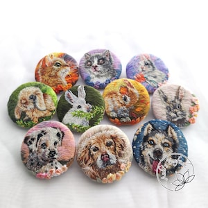 Hand Embroidered Animals Pin, Handmade Gift - Etsy