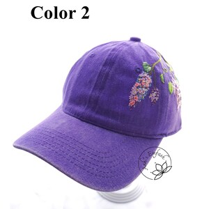 Hand Embroidery Lilac Hat, Dark Purple Color Baseball Cap, Embroidered ...