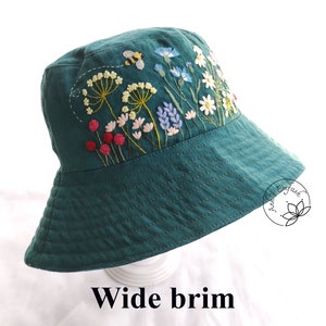 Hand Embroidery Bucket Hat, Linen Bucket Hat, Reversible Bucket Hat ...