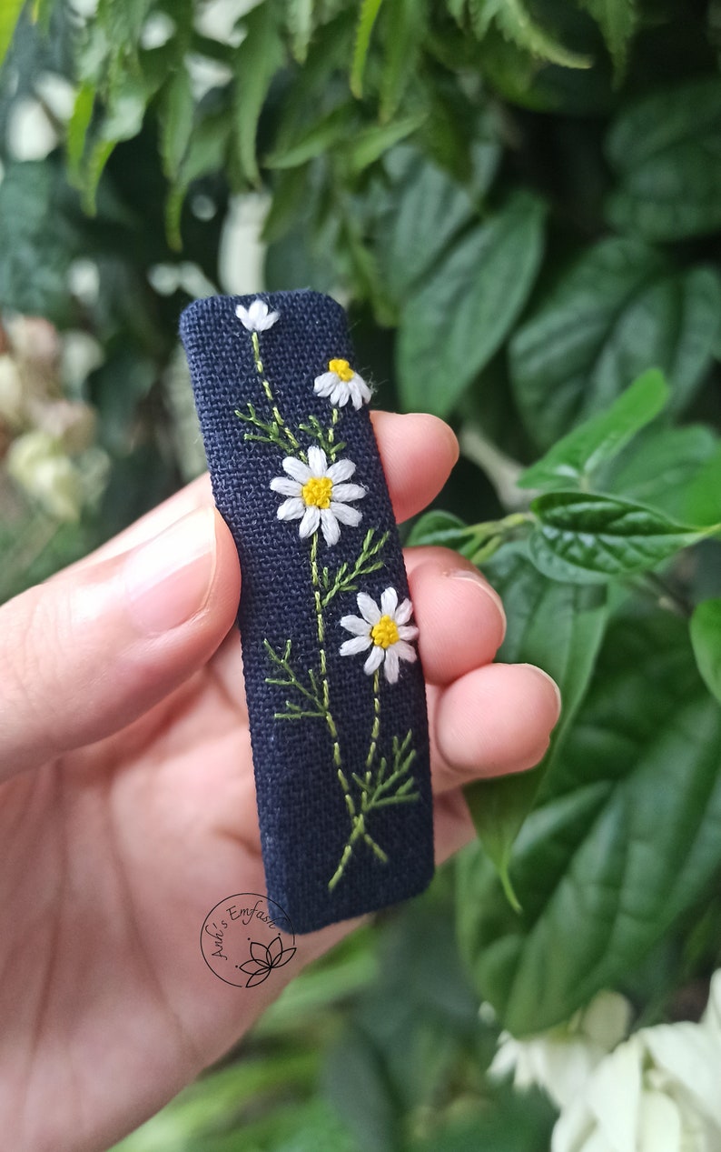 Set Hand Embroidered Hair Clip and Headband Embroidered | Etsy