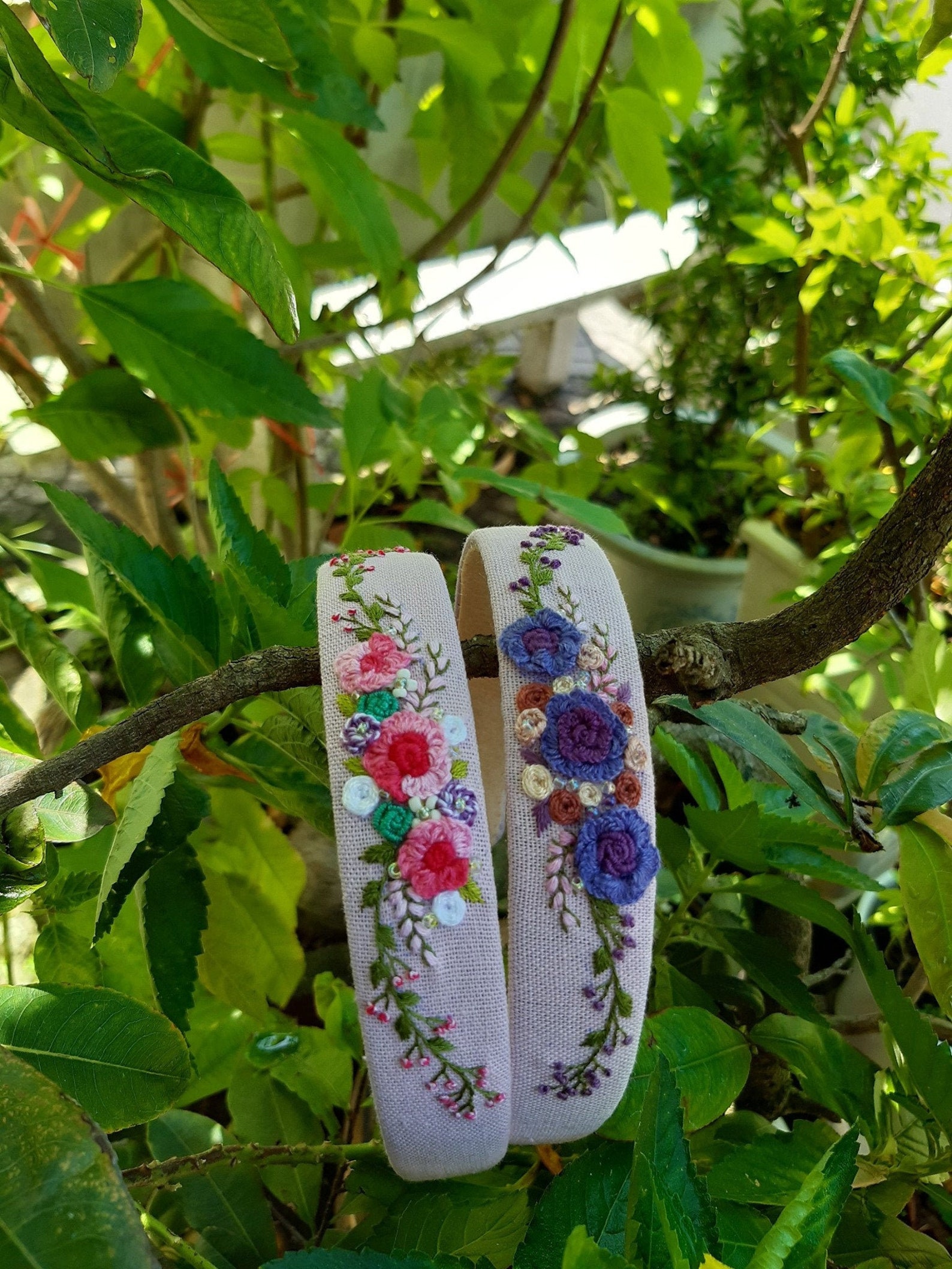Sweet Floral Embroidered Headband, Handmade Headband, Hand Embroidery ...